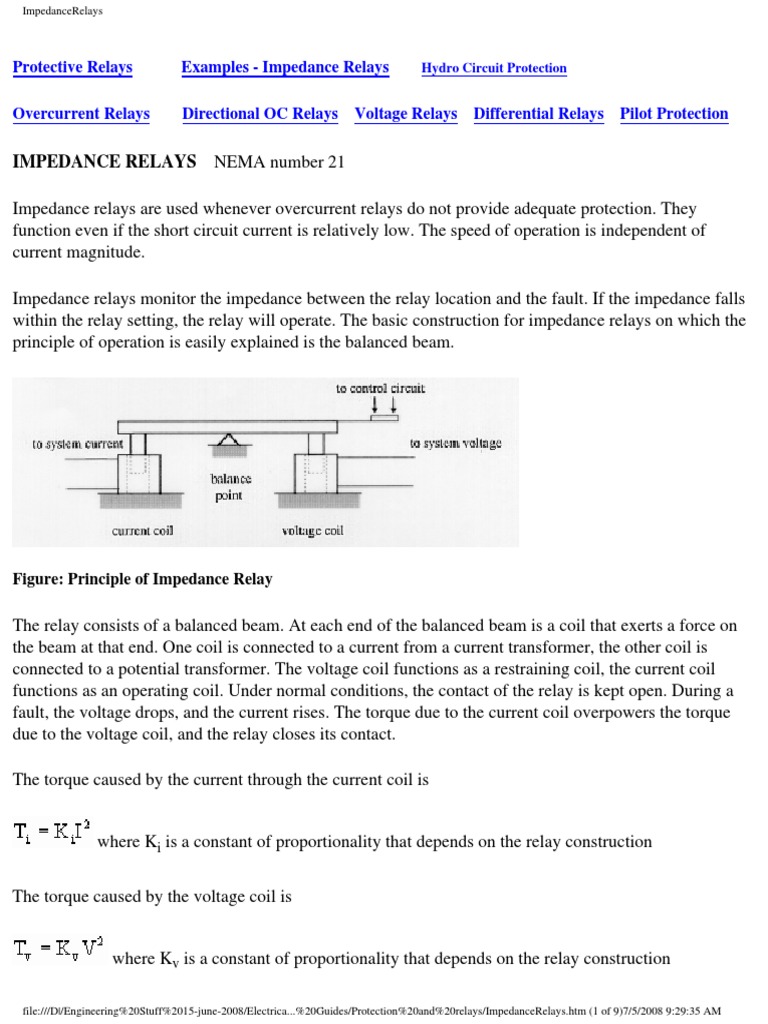Impedance Relays | PDF | Electrical Impedance | Relay