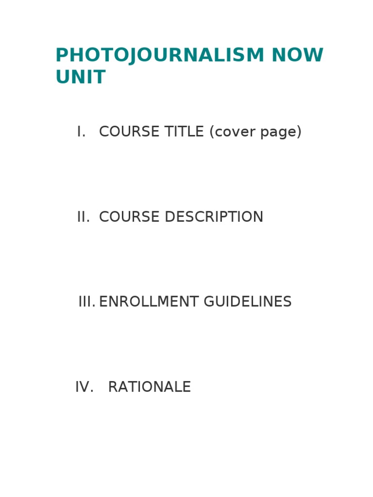 Photojournalism Now Unit | PDF | Composition (Visual Arts) | Lesson Plan