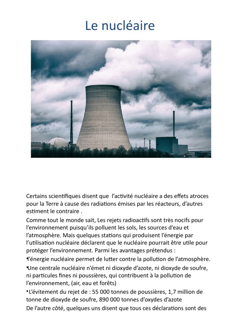 Présentation Le Nucléaire | PDF | Énergie nucléaire | Centrale nucléaire