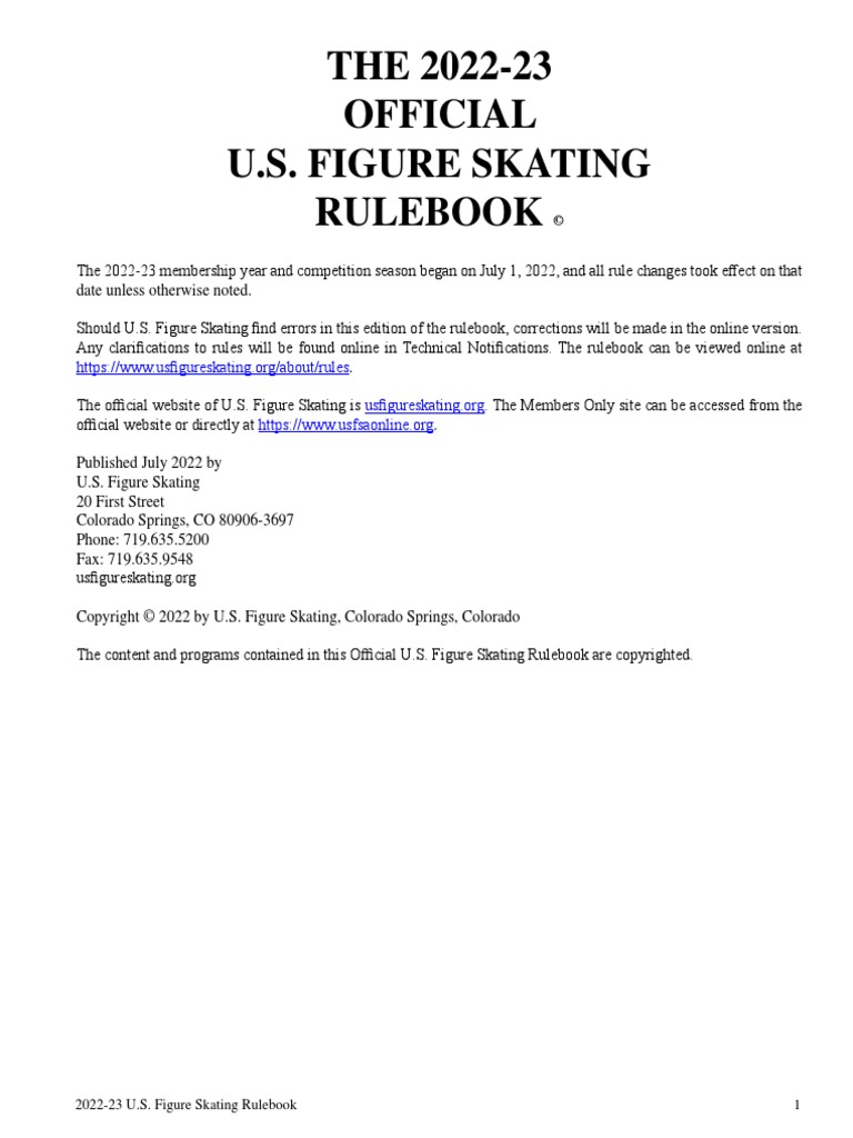 2022-23 Rulebook | PDF | Skating | Figure Skating