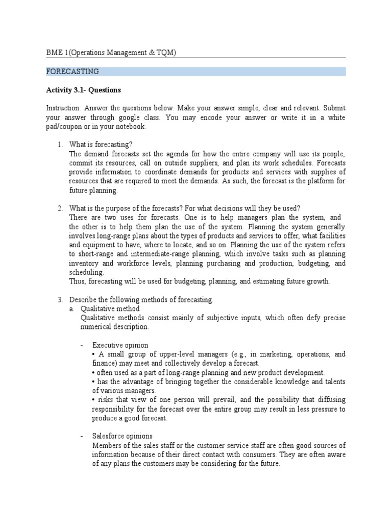 Forecasting Methods Qualitative Quantitative Time Series Regression | PDF | Forecasting | Time ...