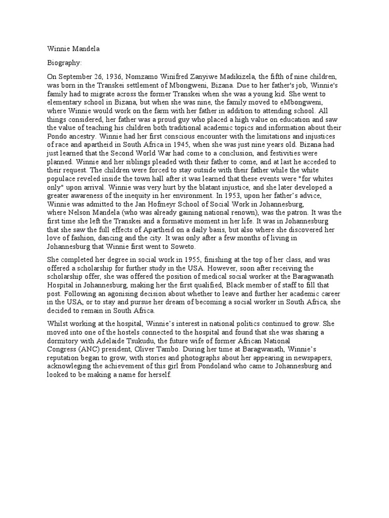 The Struggles and Legacy of Winnie Mandela: A Biography Detailing Her Activism Against Apartheid ...