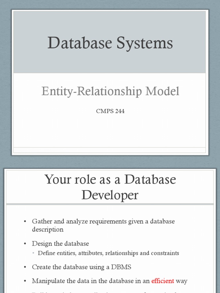 Lecture1 Er Model 1 Pdf Databases Conceptual Model
