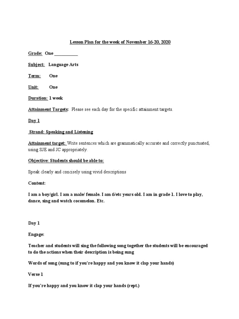 Grade 1 Pronouns Lesson Plan | PDF | Grammatical Gender | Pronoun