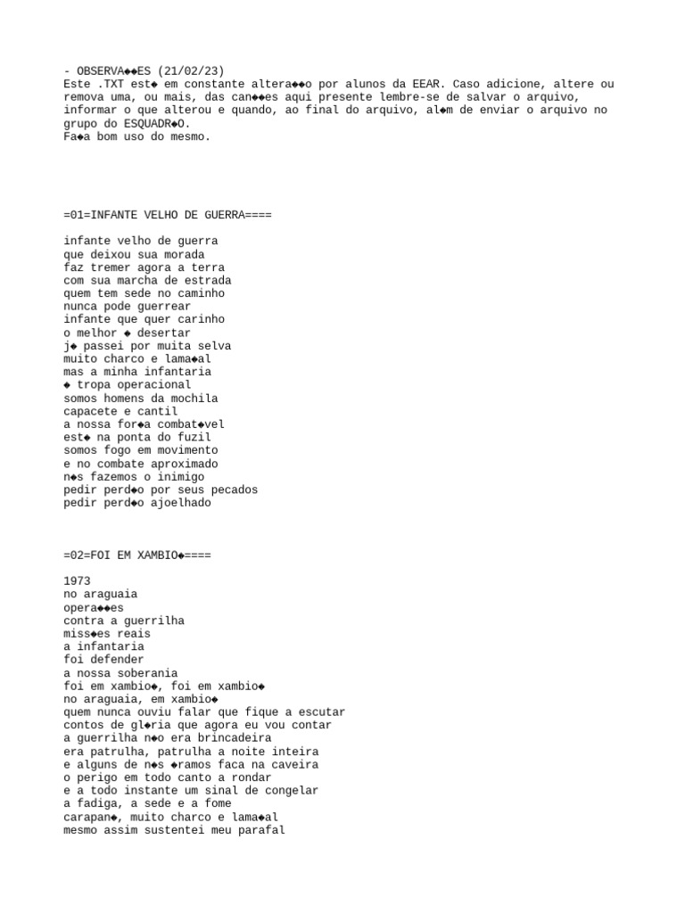 CANÇÕES DE TFM - EEAR | PDF | Militar | Guerra