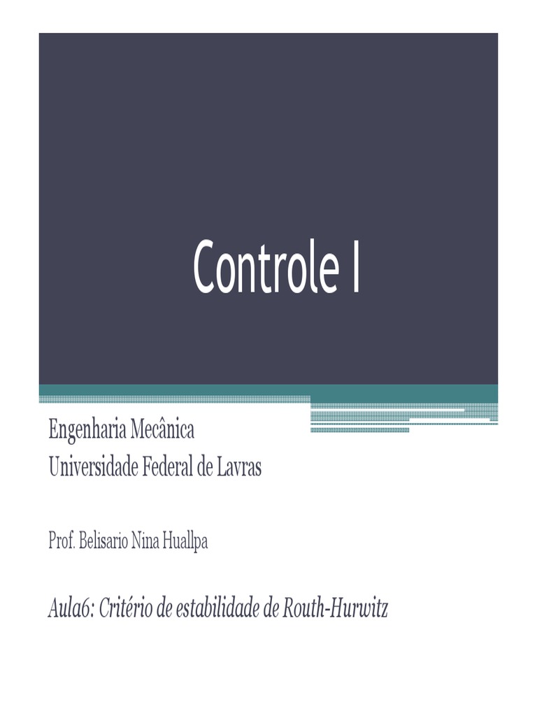 Criterio de Estabilidade de Routh-Hurwitz - Ref | PDF | Equações ...