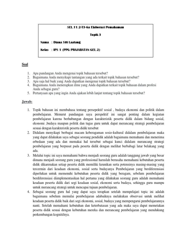 Elaborasi Pemahaman - Sosio T3 | PDF
