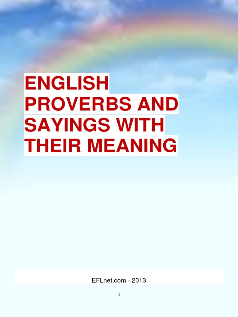English Proverbs and Their Meanings | PDF | Proverb | Cats