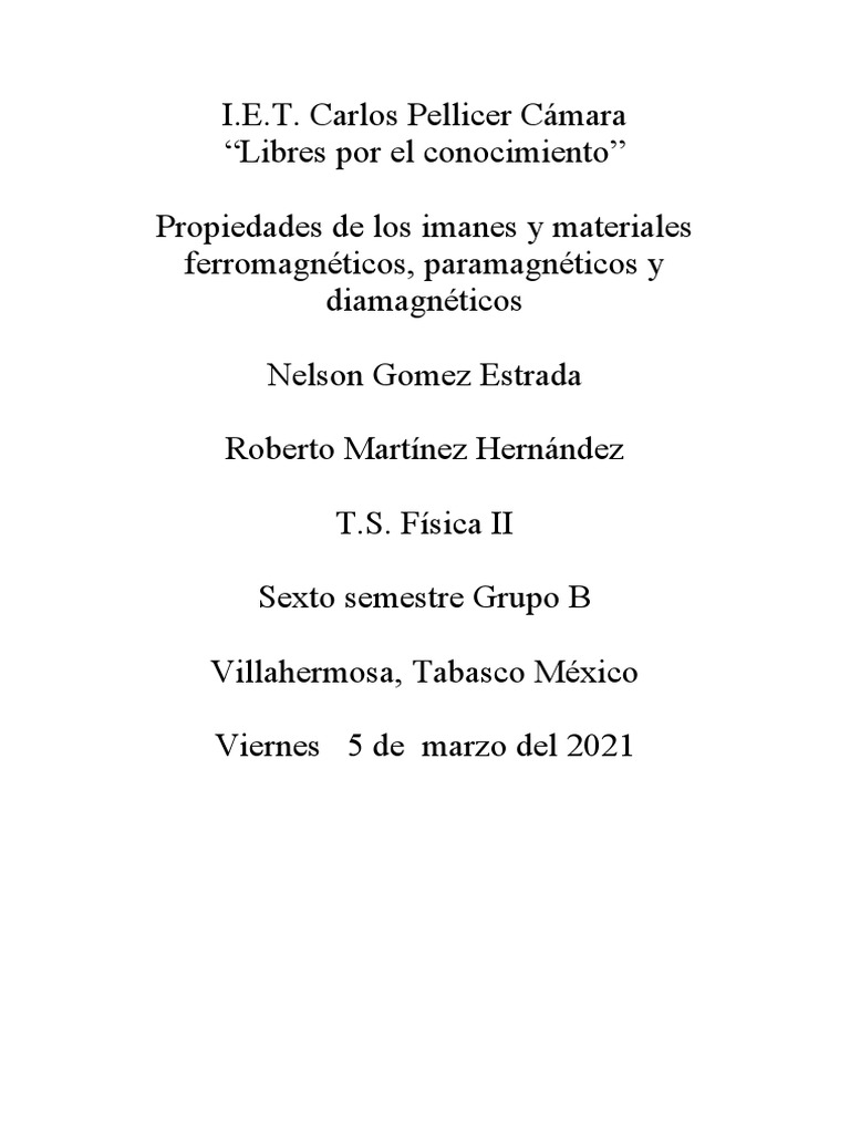 Propiedades de Imanes y Materiales Magnéticos | PDF | Imán | Campo magnético