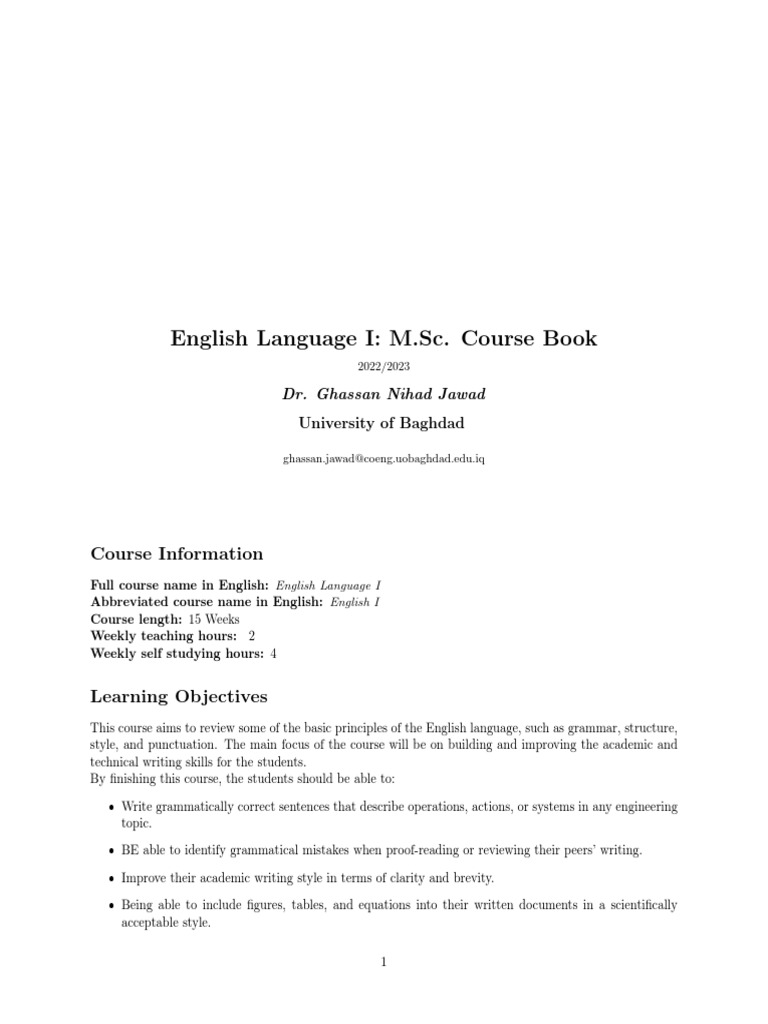 Course Book 2022 2023 | PDF | English Language | Grammar