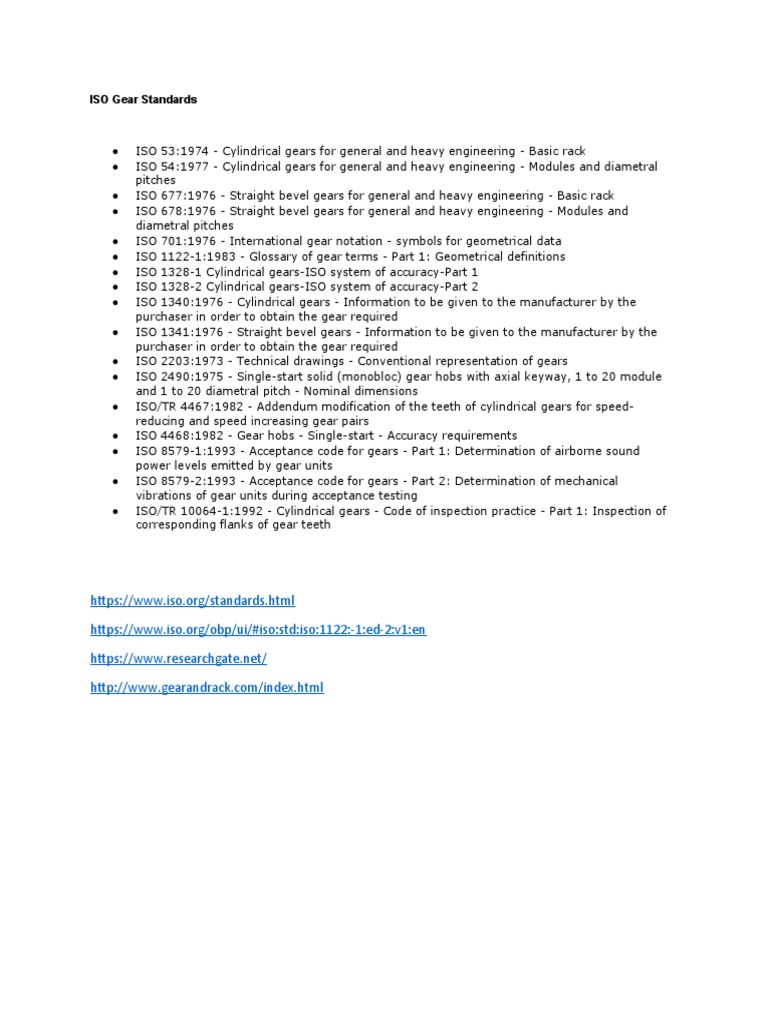 ISO Gear Standards | PDF