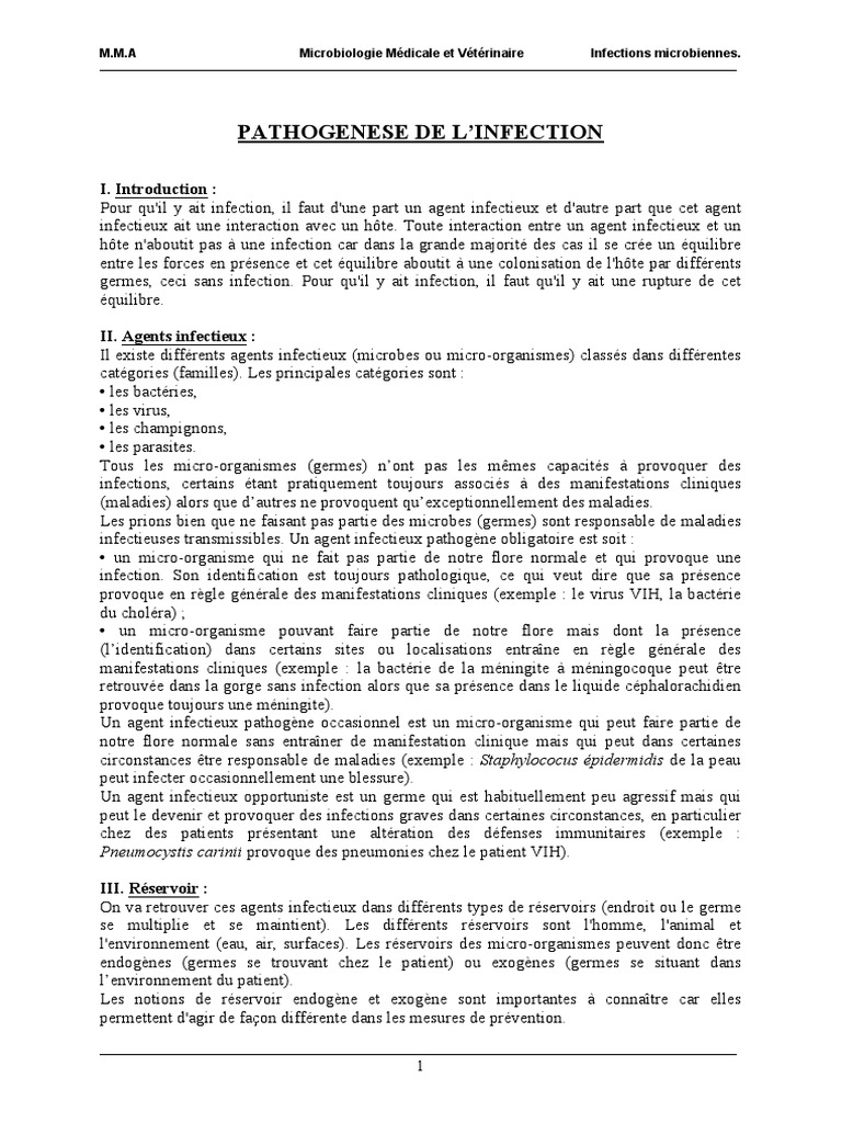 Pathogenèse et Transmission des Infections | PDF | Grippe ...