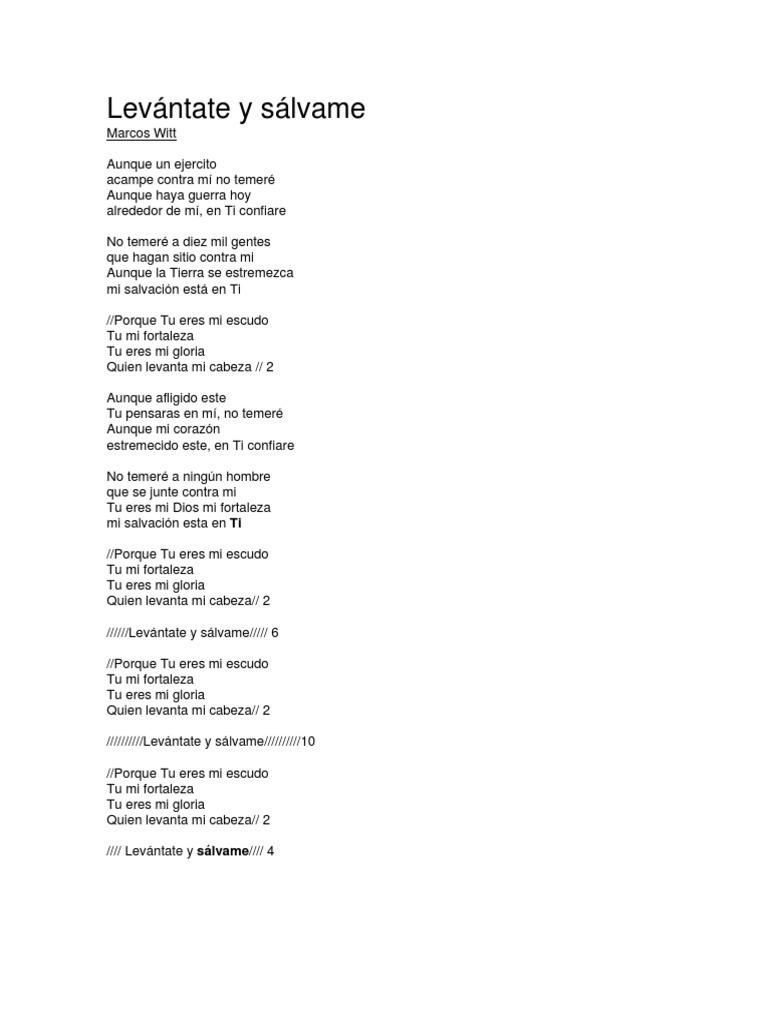 Levántate y Sálvame - MARCOS WITT (VERSION MINISTERIO JAQUIN) | PDF