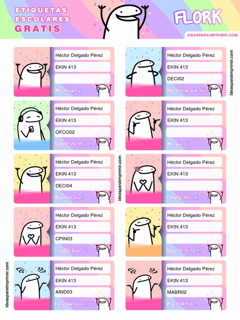 Etiquetas Escolares Flork Editables Gratis | PDF Etiquetas Escolares Flork Editables Gratis | PDF