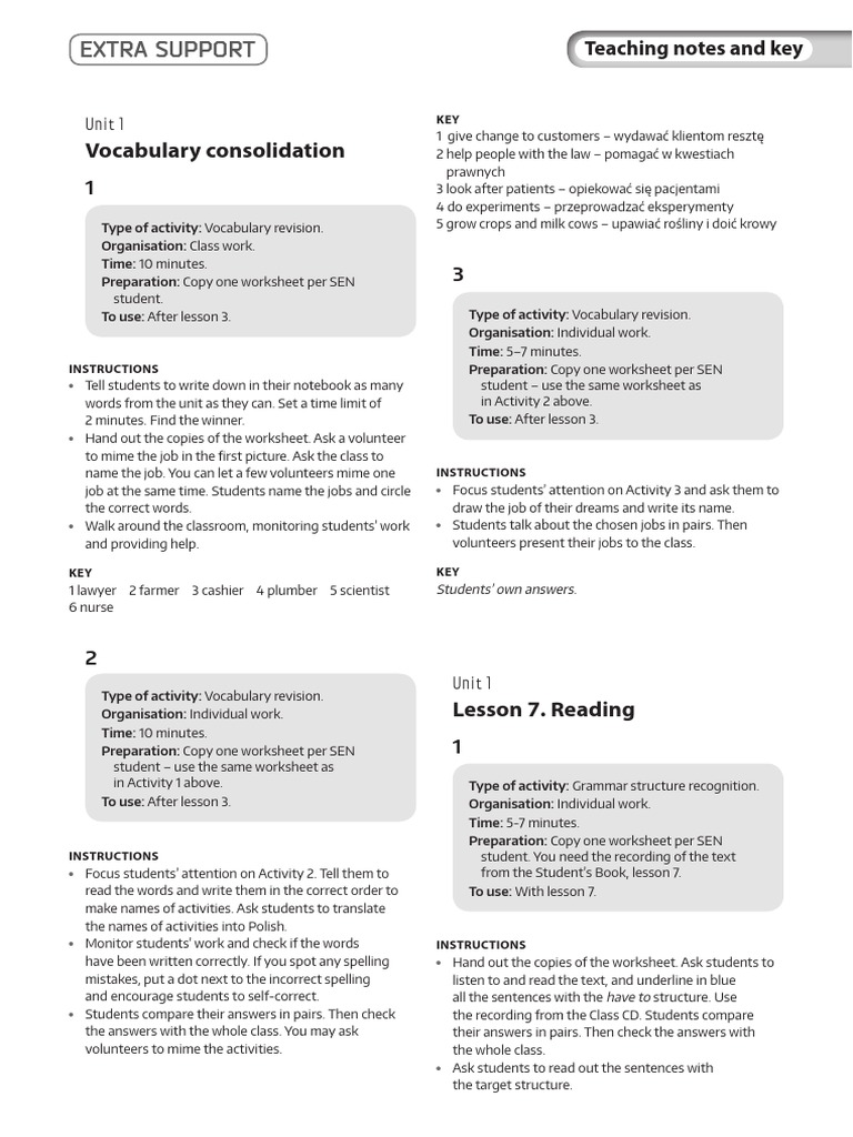 Brainy Kl6 TRF TN Extra Support Unit 1 | Download Free PDF | Worksheet | Reading Comprehension