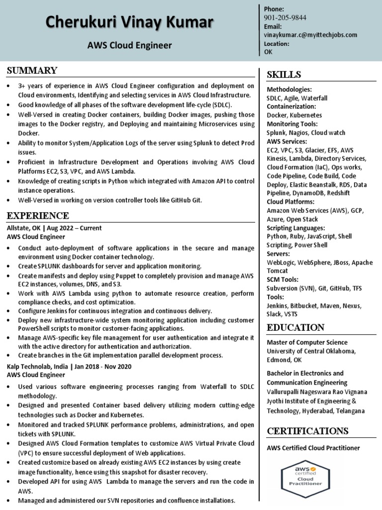 Cherukuri Vinay Kumar-AWS Cloud Engineer | PDF | Amazon Web Services | Cloud Computing