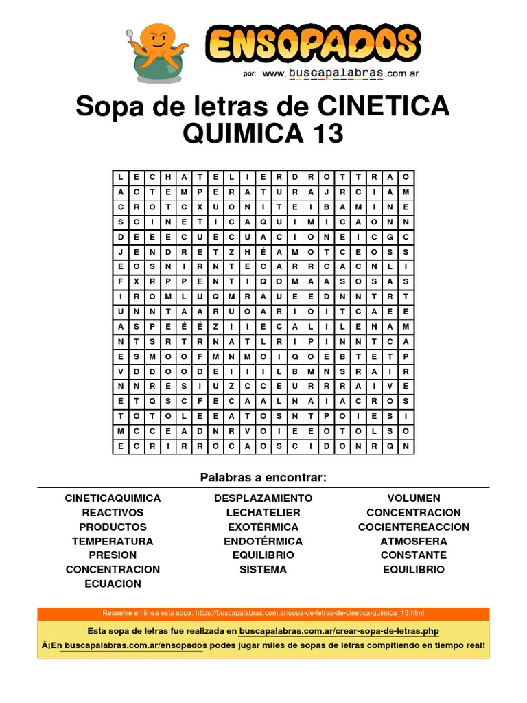 Sopa-De-Letras-De-Cinetica-Quimica 18 | PDF | Química | Ciências Físicas