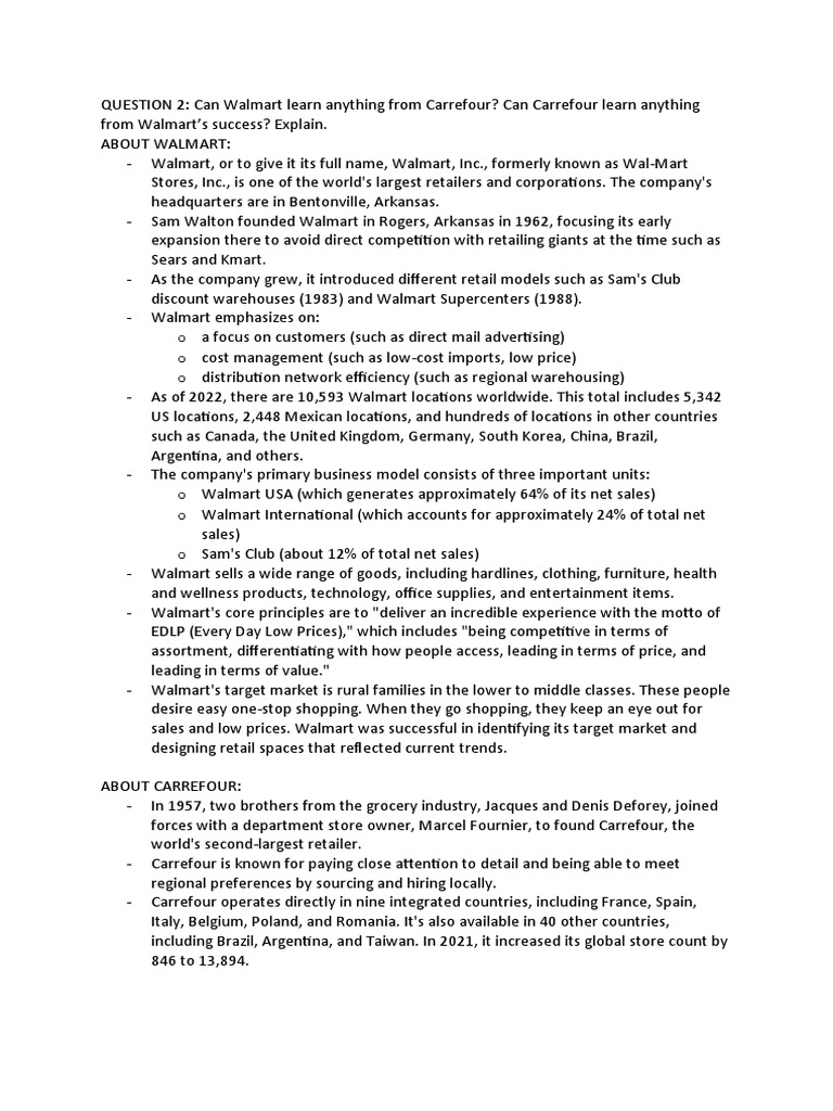 Question 2 | PDF | Walmart | Retail