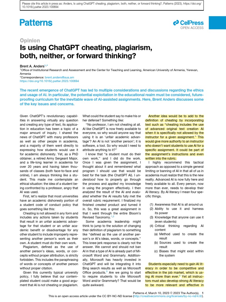 Is Using ChatGPT Cheating | PDF | Artificial Intelligence | Intelligence (AI) & Semantics