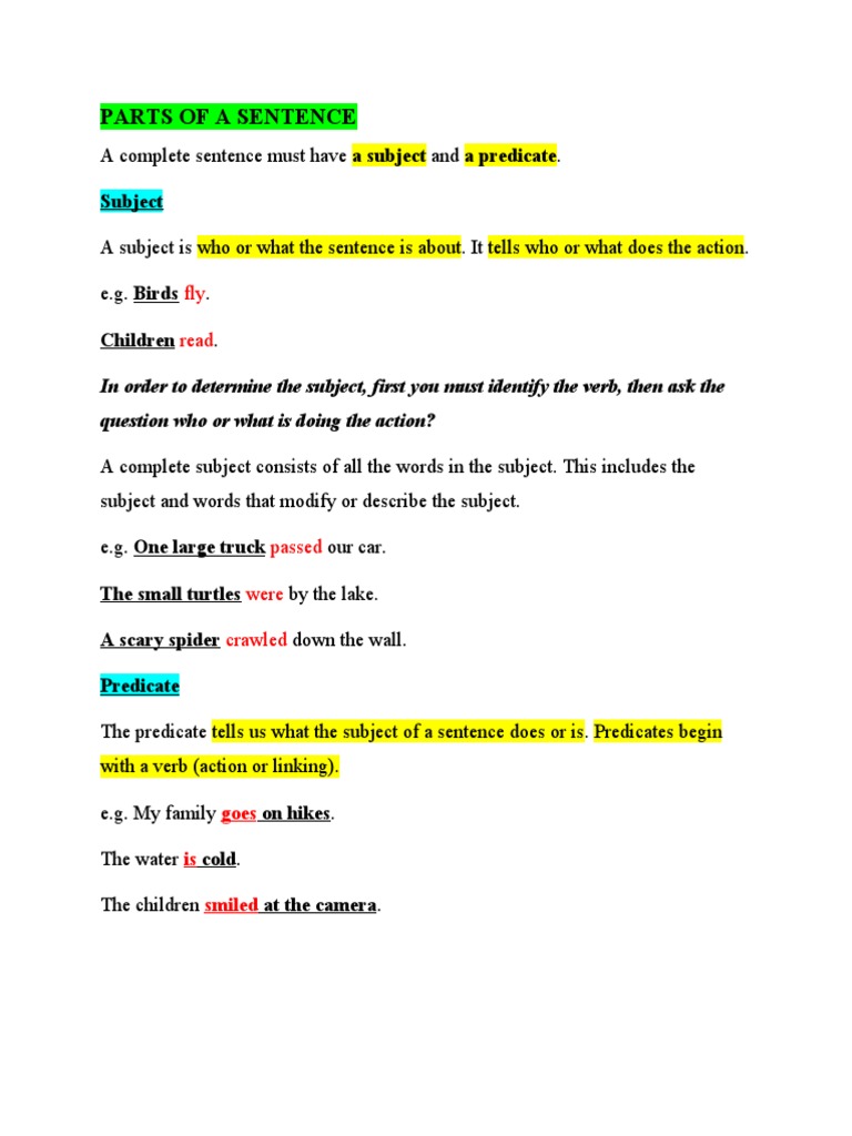 Parts of A Sentence | PDF