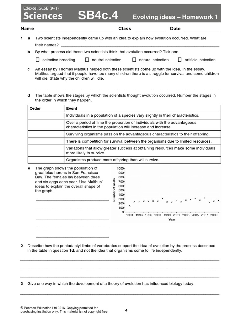Evolving Ideas - Homework 1: Name Class Date | PDF | Evolution ...