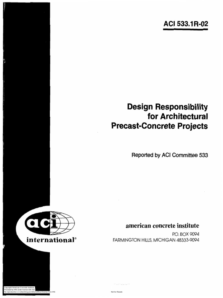 ACI 533-1 R Design Responsibility | PDF | Precast Concrete ...