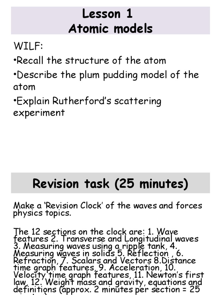 Lesson 1 - Atoms | PDF | Atoms | Proton