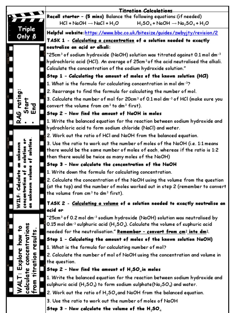 Titration Calculations Guide | PDF | Sodium Hydroxide | Acid