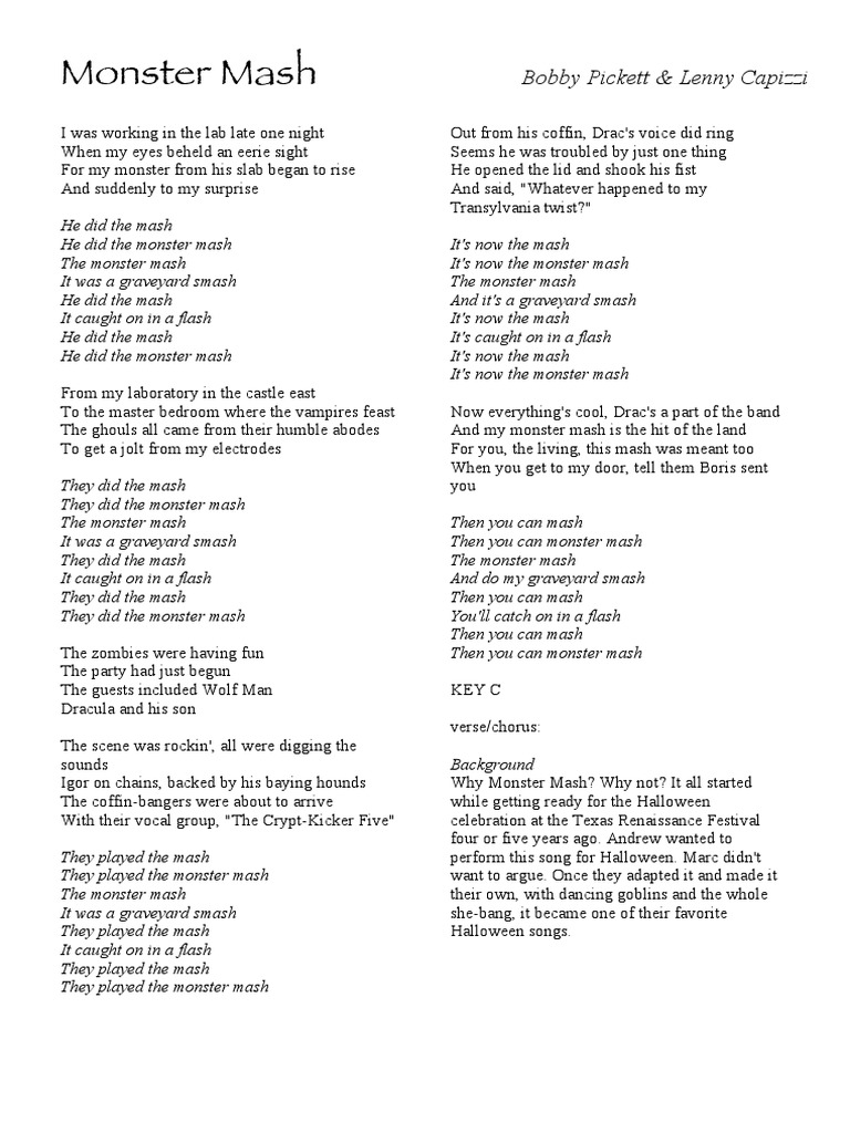 The Monster Mash Lyrics | PDF