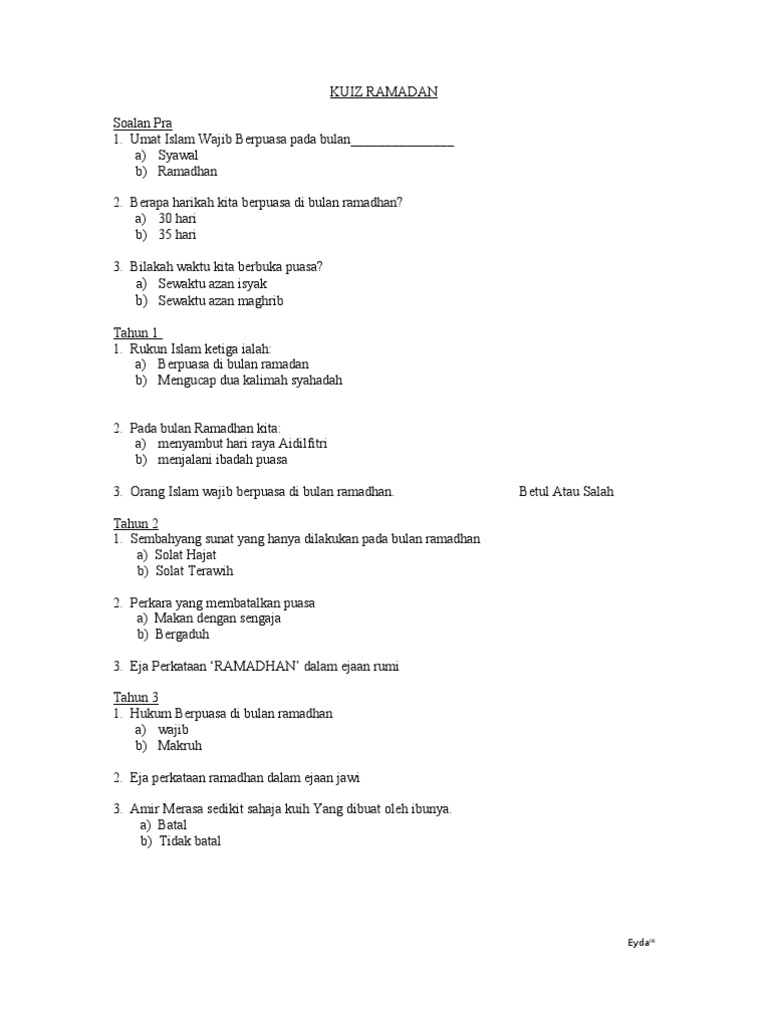 Kuiz Ramadan | PDF