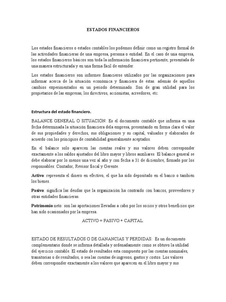 Estados Financieros-1 Contabilidad | PDF | Contabilidad | Estado financiero