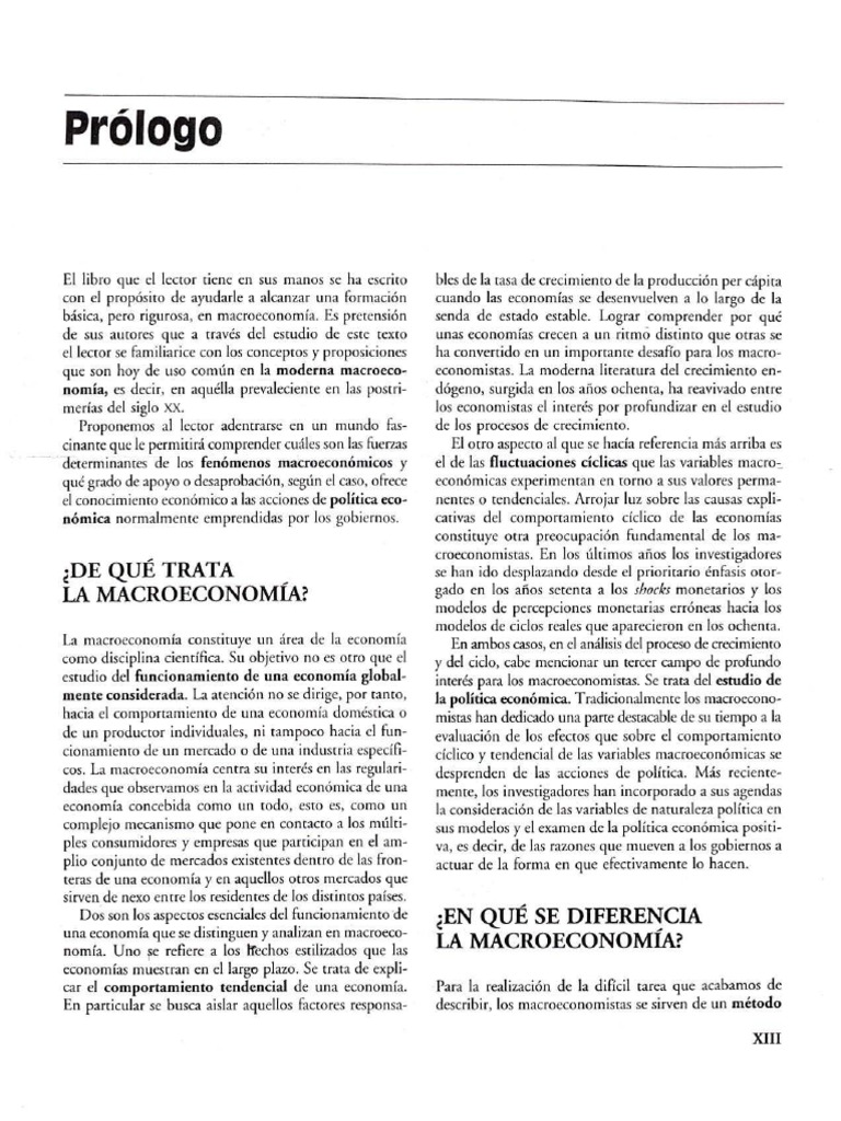 Prologo Al Libro de Macroeconomía de Barro, Grilli y Febrero | PDF ...