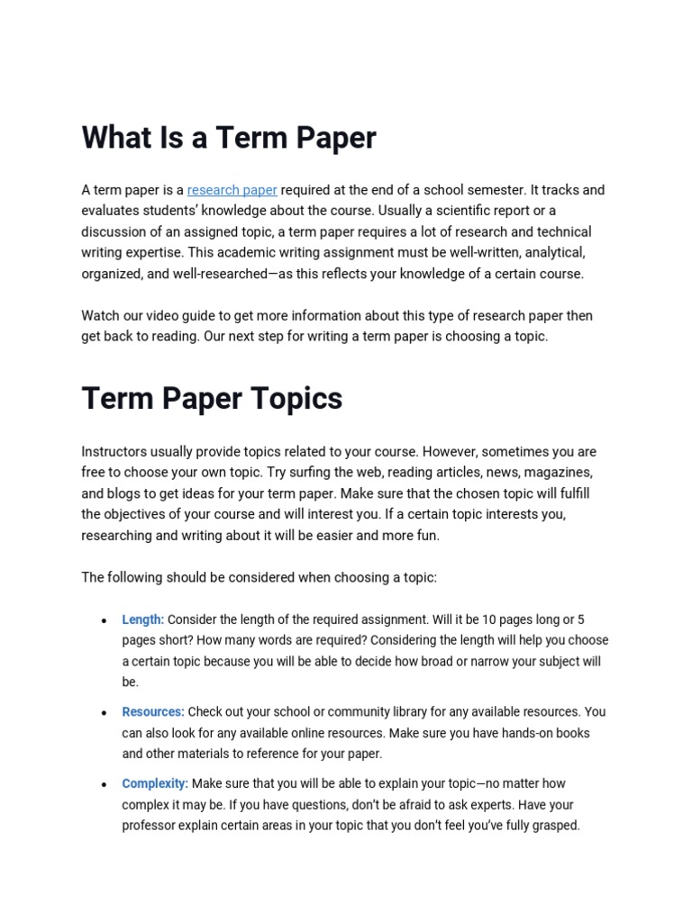 What Is A Term Paper | PDF | Expert | Communication
