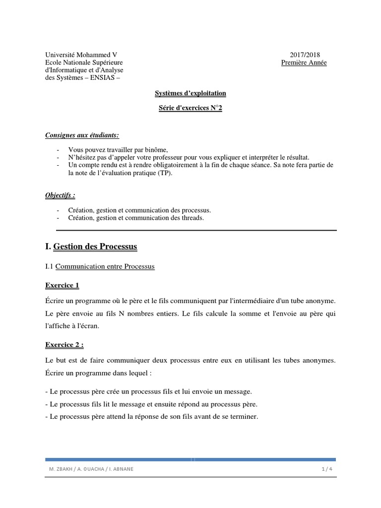 Série 02 | PDF | Thread (informatique) | Programme informatique