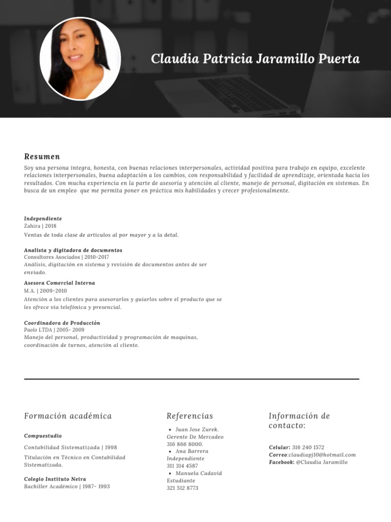 Hoja de Vida Claudia Jaramillo | PDF