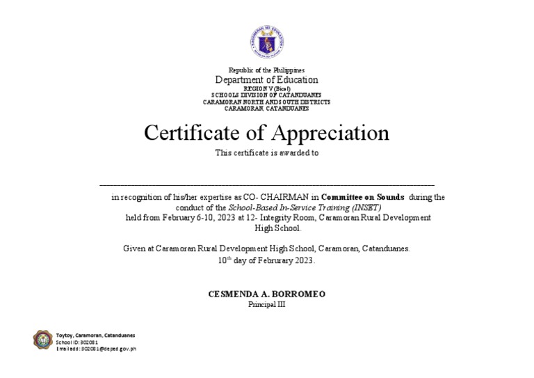 Committee Certificate of Appreciation | PDF