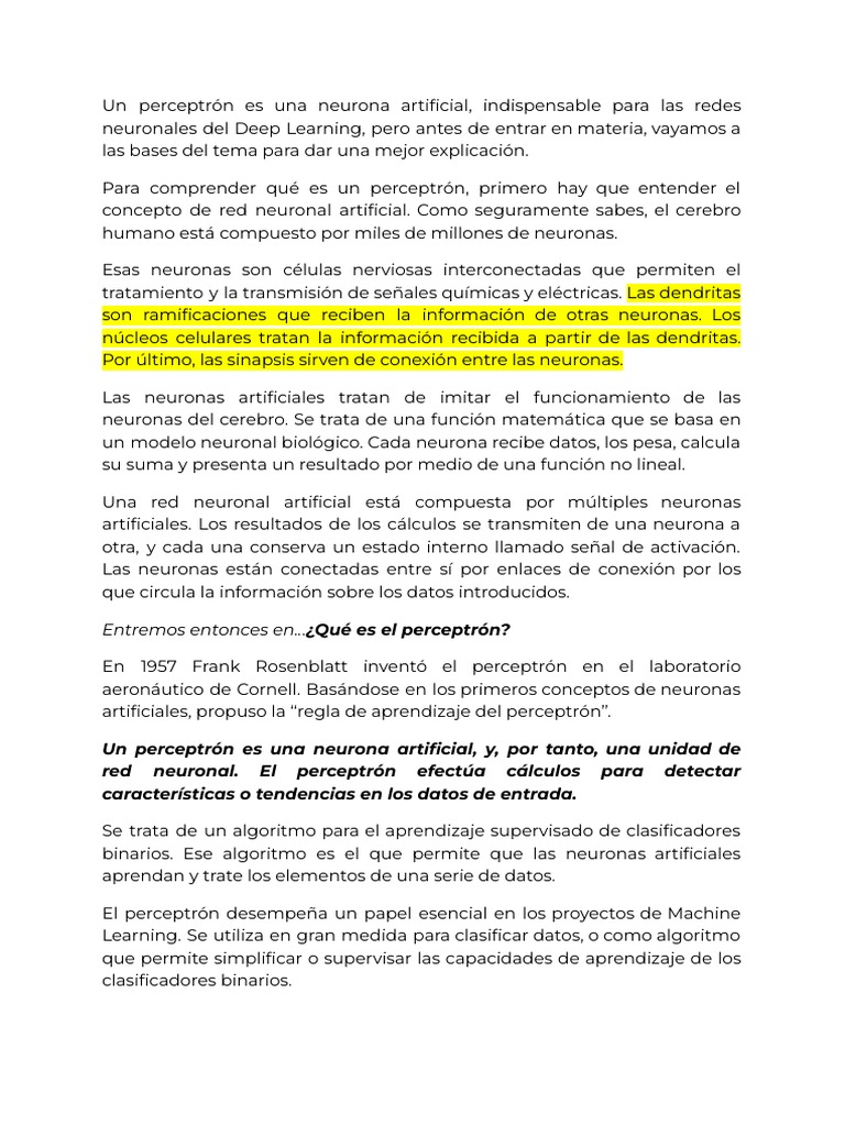 Perceptrón Multicapa y NumPy en Deep Learning | PDF | Neurona | Red ...