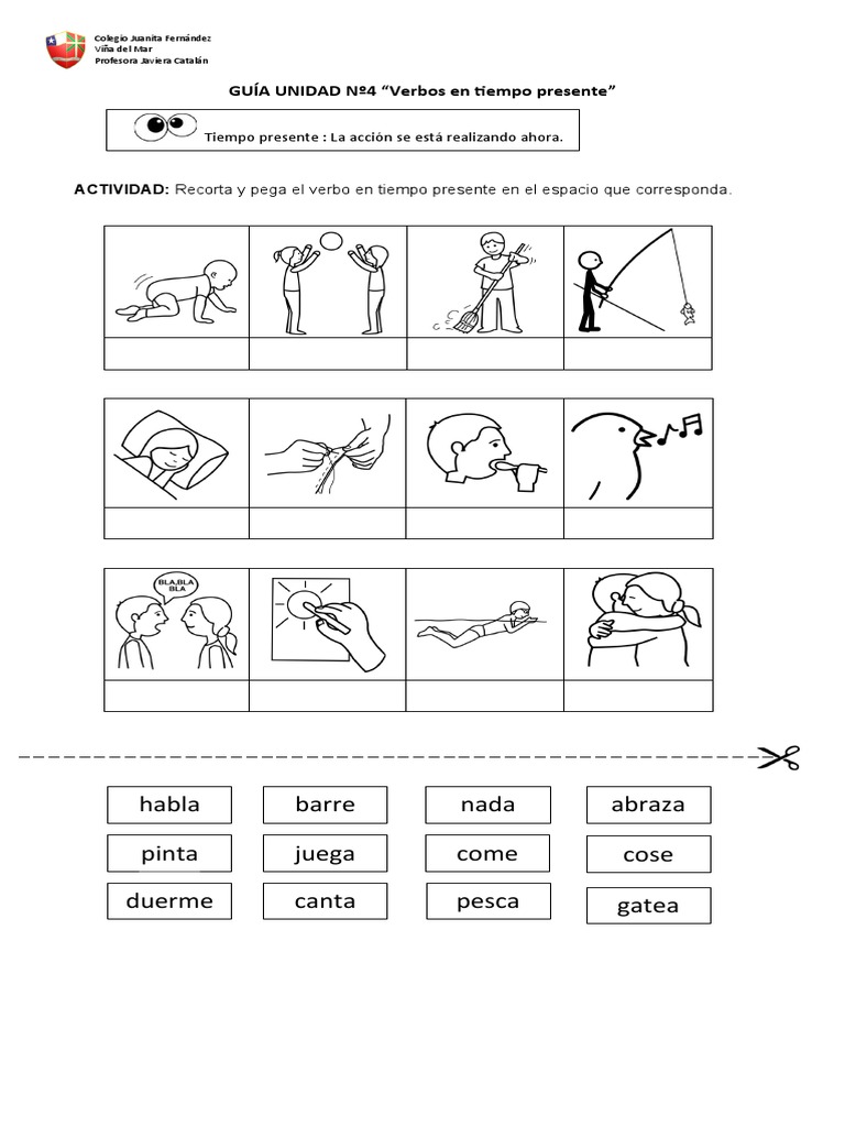 Guía Unidad Nº4 Verbos En Presente Pdf