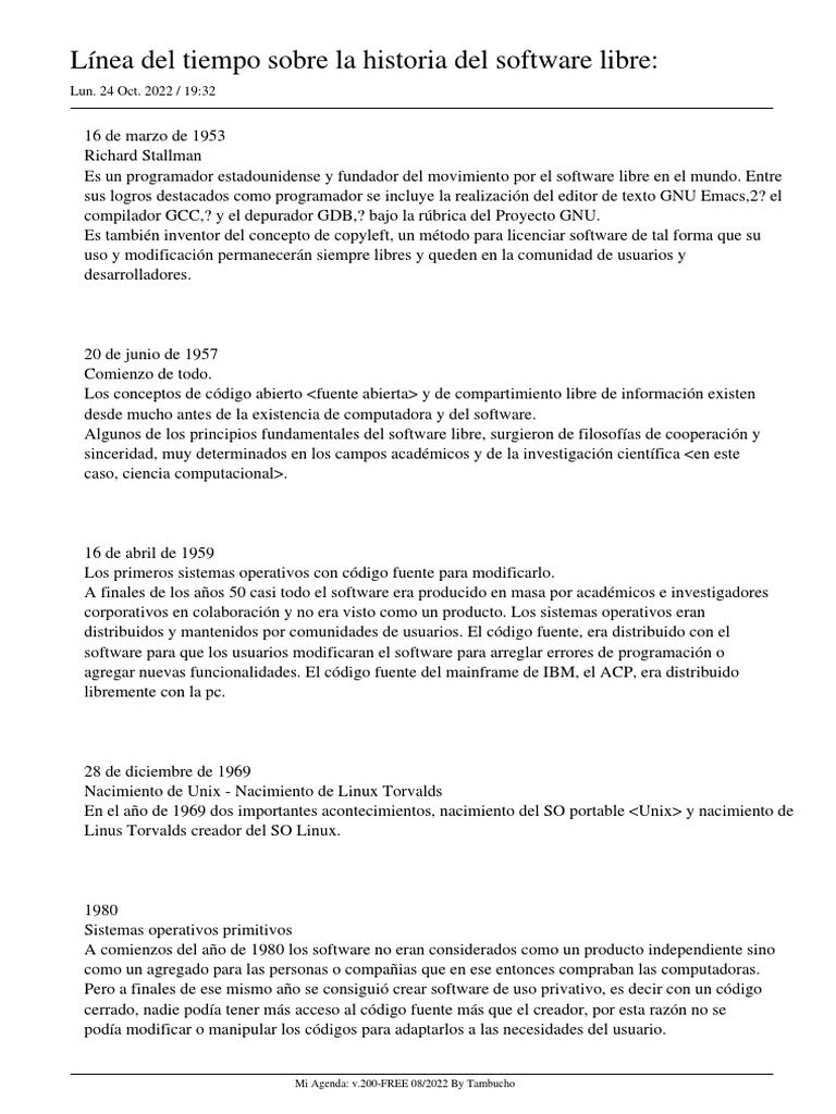 Línea Del Tiempo Sobre La Historia Del Software Libre | PDF | Software ...