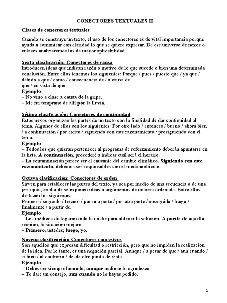 Conectores Textuales II | PDF