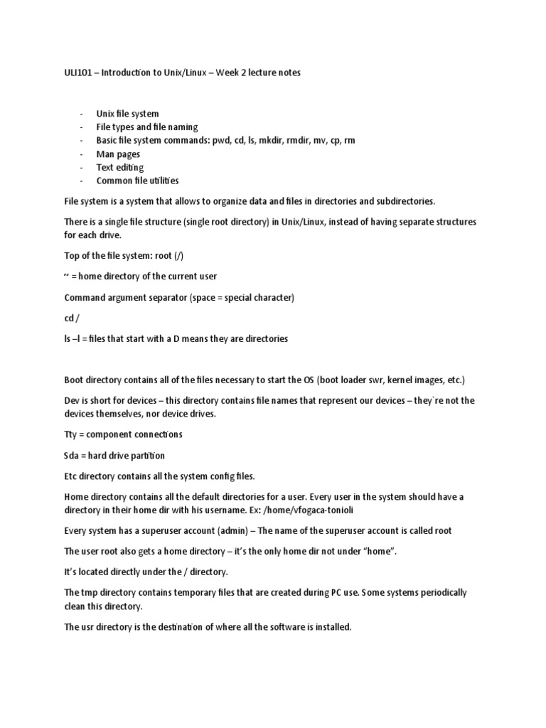 Uli101 Week 2 Lecture Notes Pdf Computer File File System