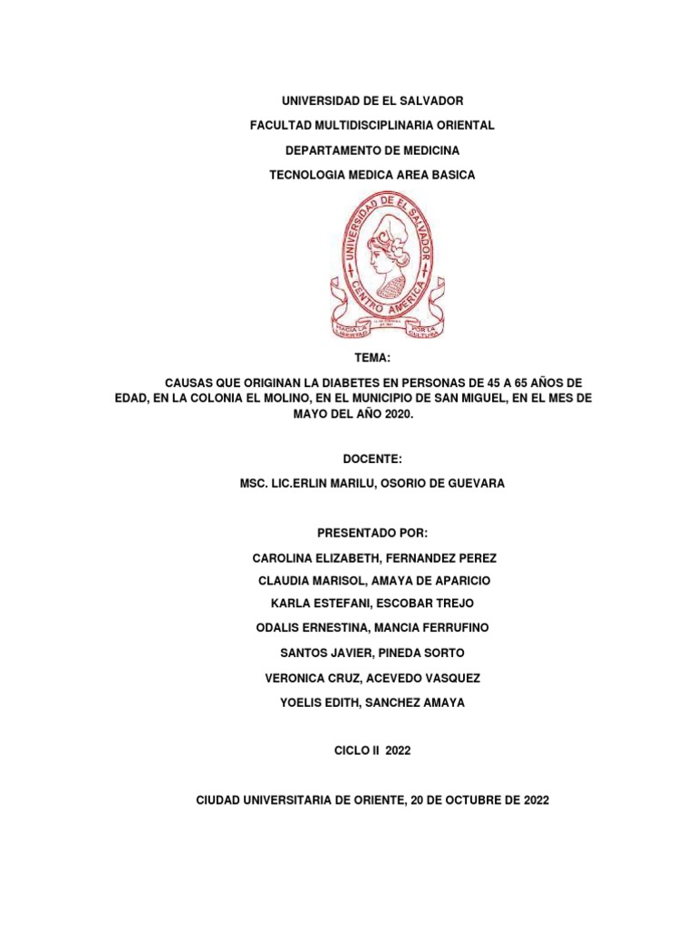 G1-Amaya de Aparicio Claudia Marisol | PDF | Diabetes | Insulina