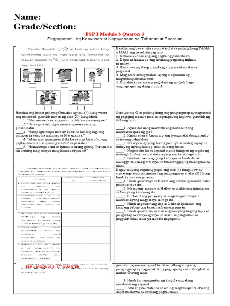 Esp m3 q3 Sagutan | PDF