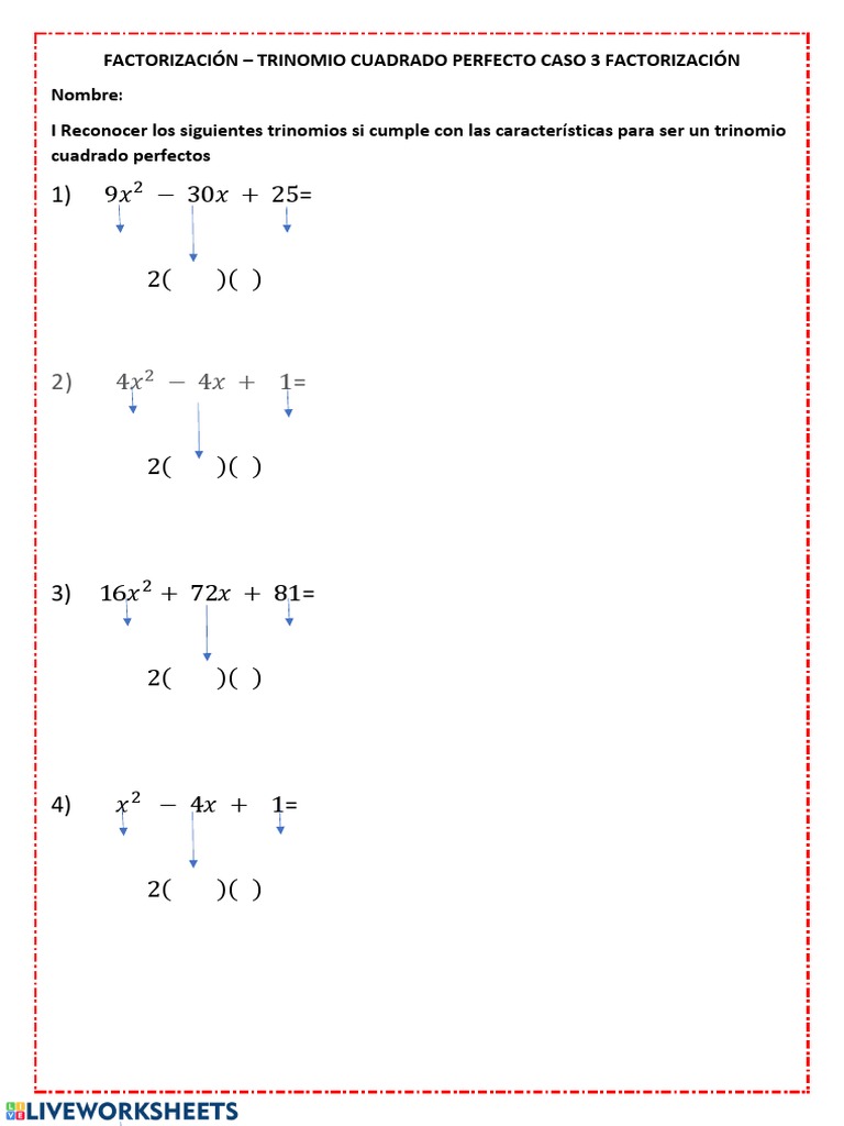 Trinomio Cuadrado Perfecto | PDF