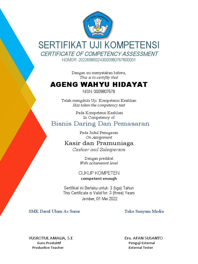 sertifikat UKK2022 | PDF