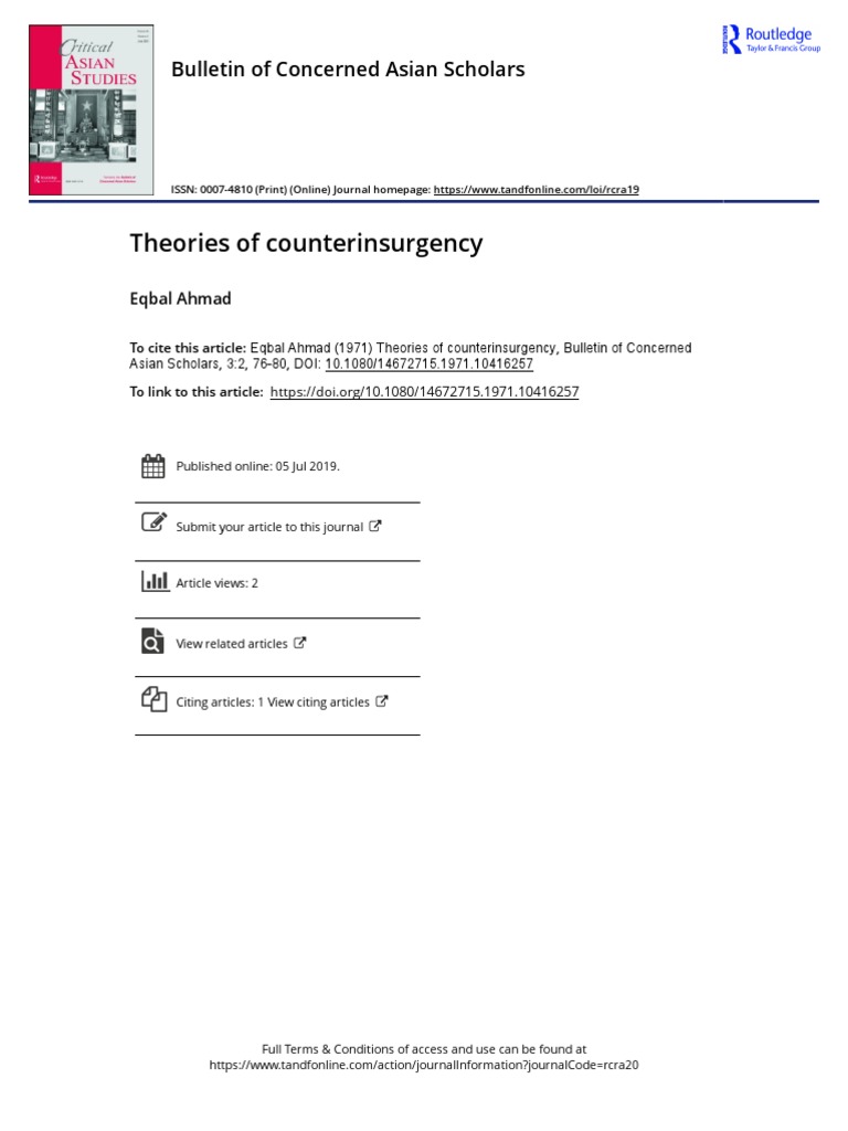 Ahmad1971 Theories of Counterinsurgency | PDF | Integrity