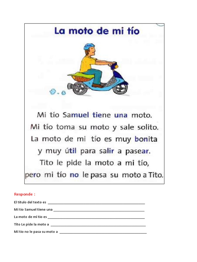 Plan Lector - La Moto de Mi Tío | PDF