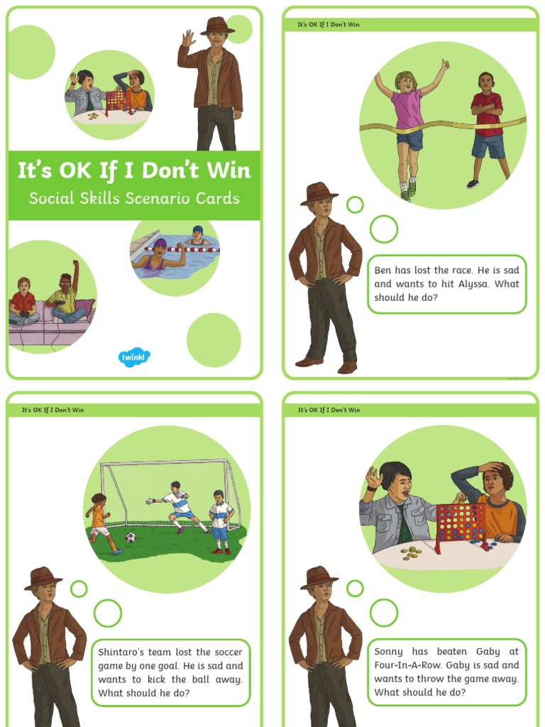 Social Skills Cards for Losing Games | PDF