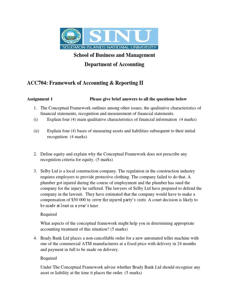 SINU ACC 704 Assignment 1 | PDF | Financial Statement | Sustainability