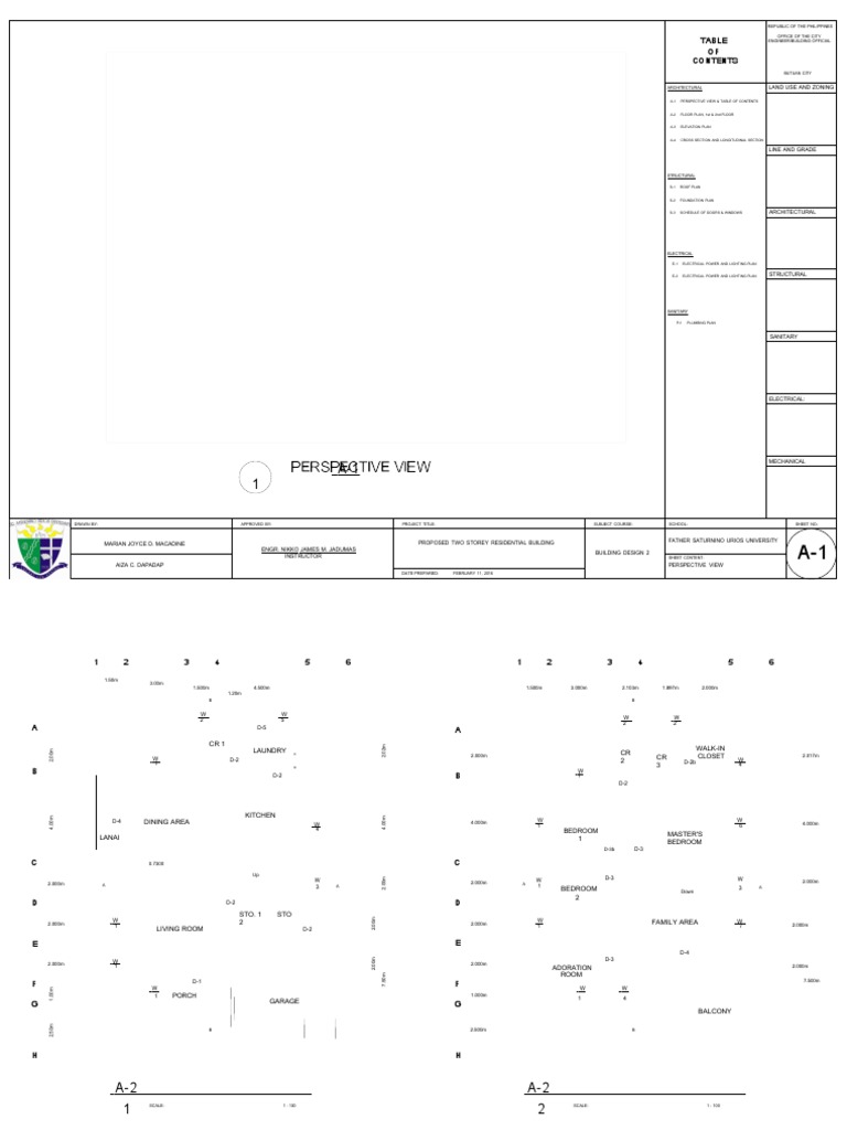 Complete Plan for Two Storey House | PDF | Door | Window